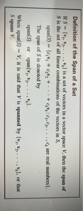 Solved SPANNING SETS If every vector in a vector space can | Chegg.com