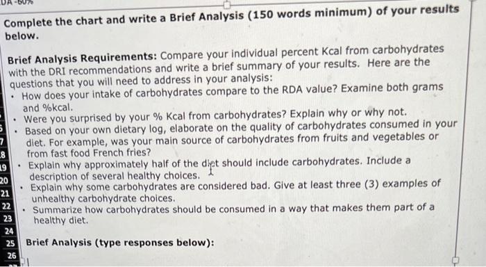 Solved Complete the chart and write a Brief Analysis (150 | Chegg.com