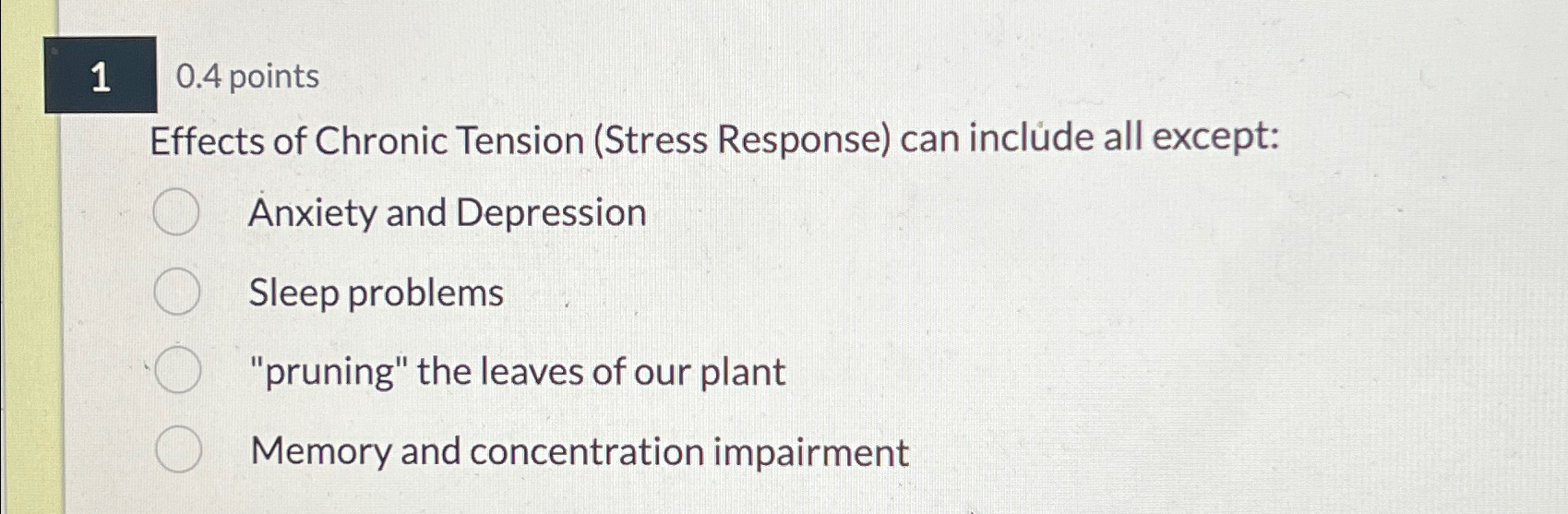 Solved 10.4 ﻿pointsEffects of Chronic Tension (Stress | Chegg.com