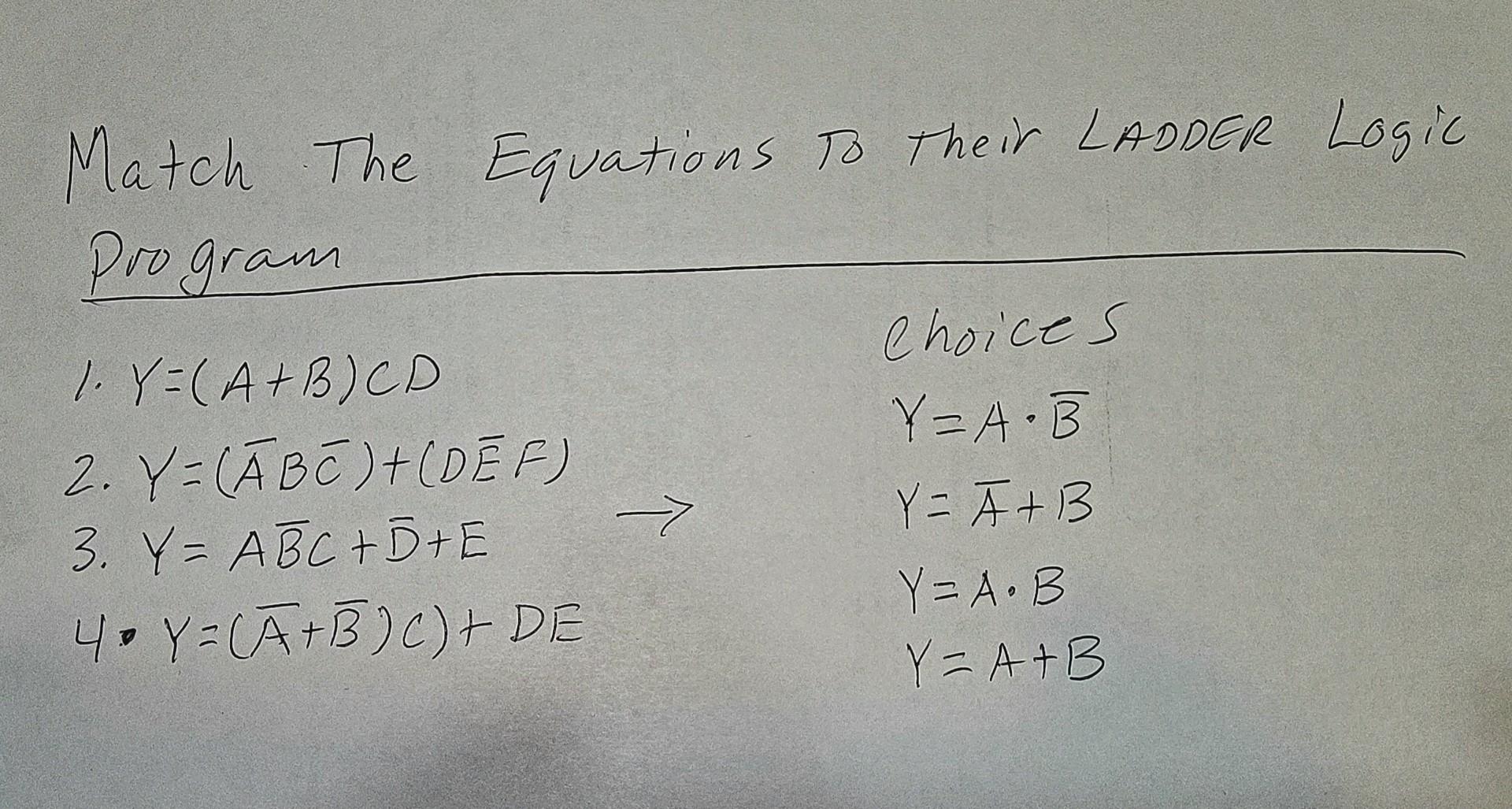 Solved Match The Equations To their LADDER Logic Pro gram 1. | Chegg.com