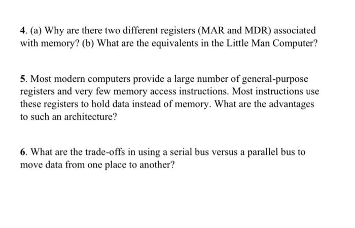 Solved 4. (a) Why are there two different registers (MAR and | Chegg.com