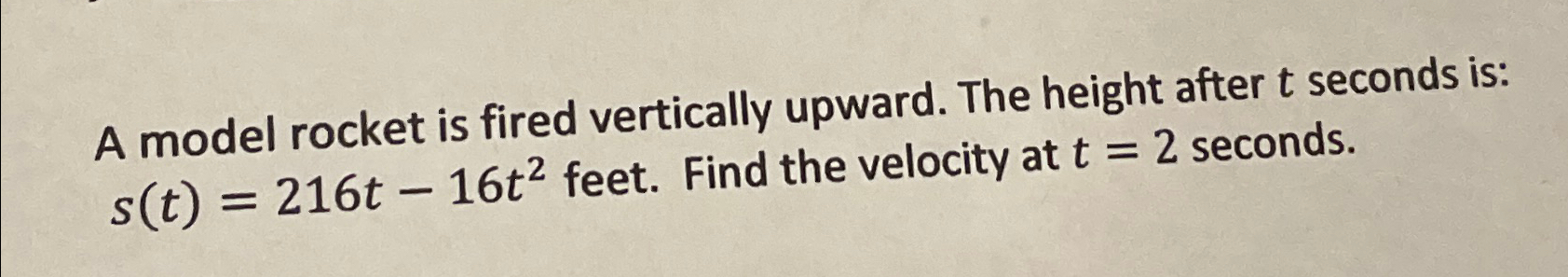 Solved A model rocket is fired vertically upward. The height | Chegg.com