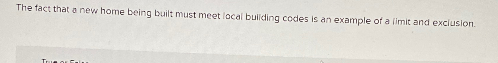 Solved The fact that a new home being built must meet local | Chegg.com