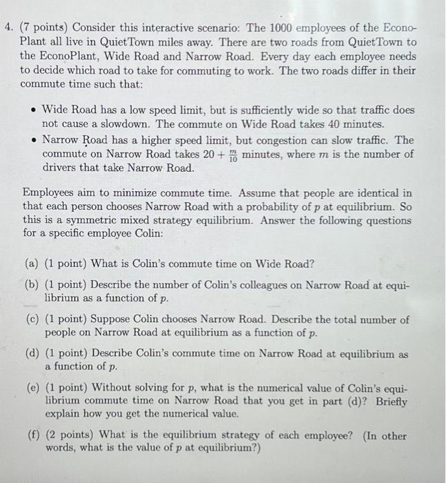 Solved (7 points) Consider this interactive scenario: The | Chegg.com