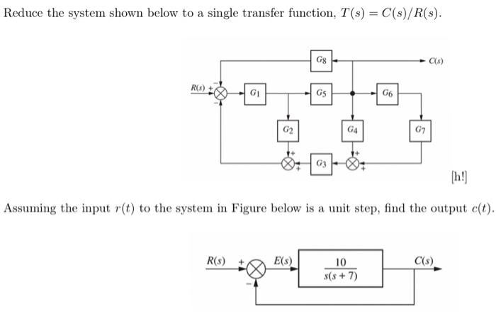 Solved Reduce the system shown below to a single transfer | Chegg.com
