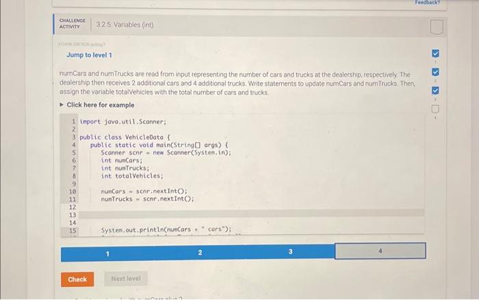 Solved numCars and numTrucks are read from input | Chegg.com