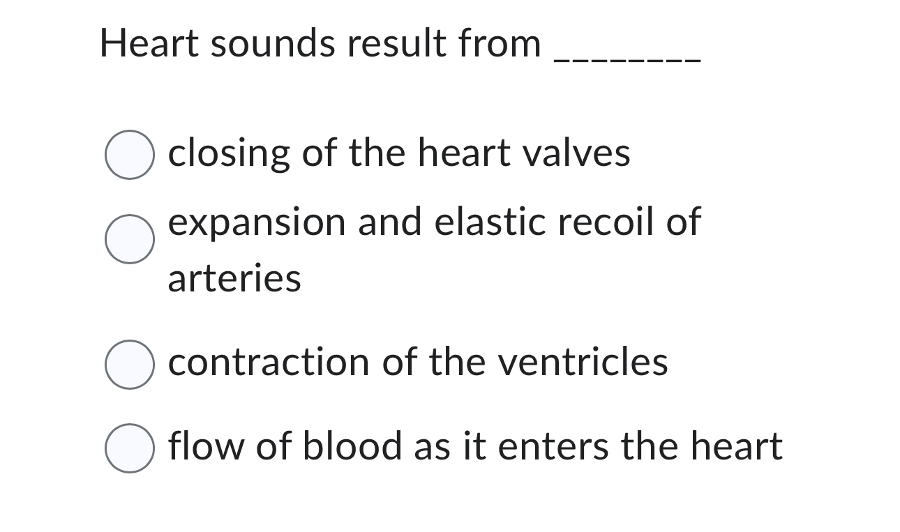 Solved Heart sounds result from q,closing of the heart | Chegg.com