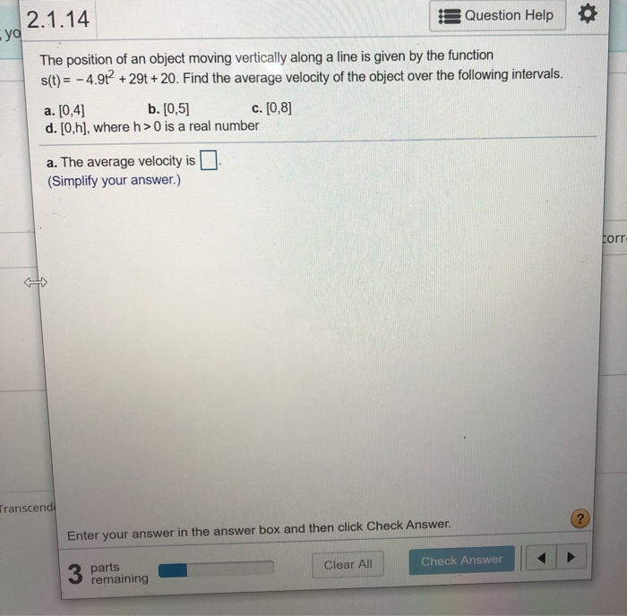 Solved 2 1 14 Question Help Yo The Position Of An Object