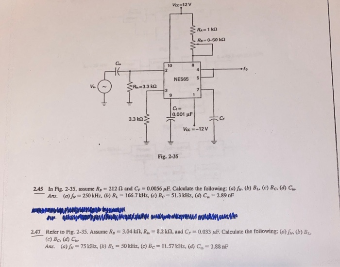 Voc 12V Re- 1 ko R0-50 kg CA 8 10 2 4 fo NE565 5 V. | Chegg.com