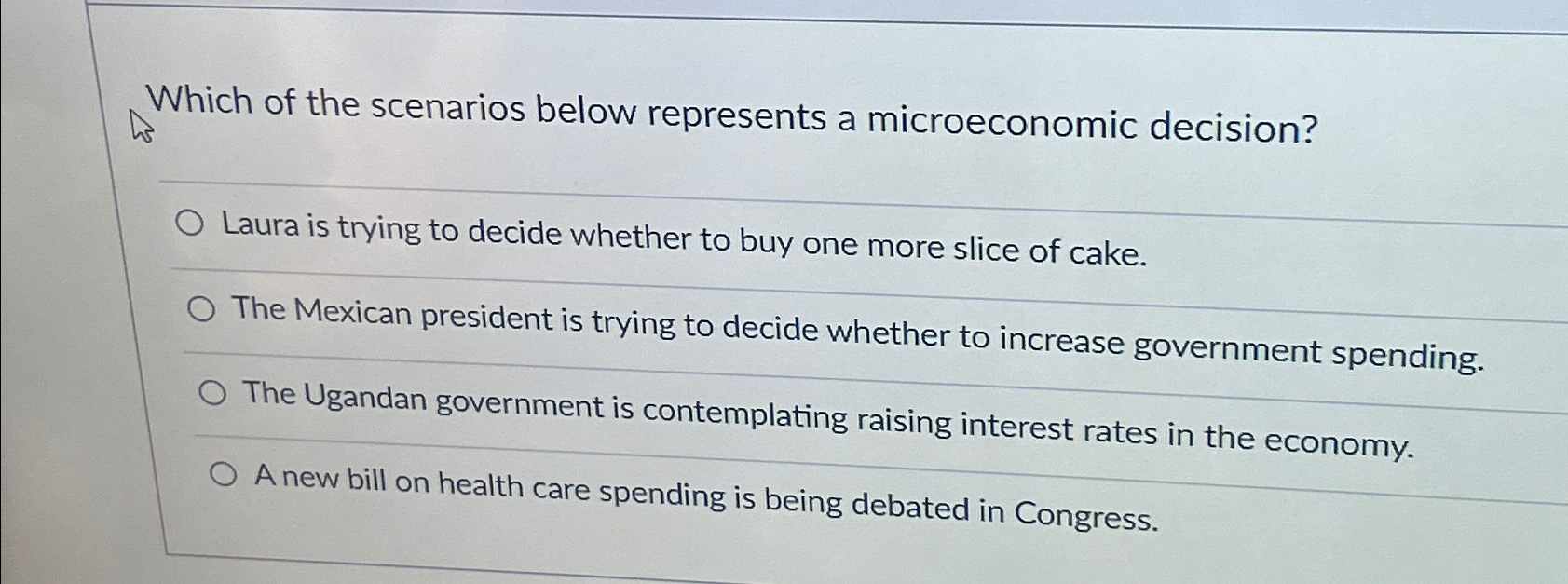 Solved Which of the scenarios below represents a | Chegg.com