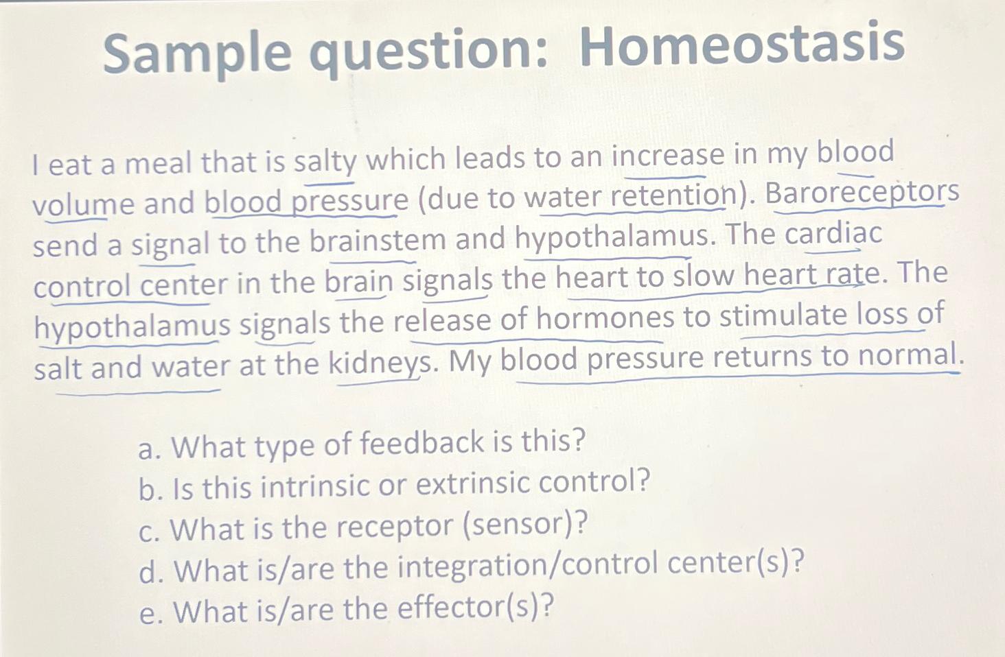 Solved Sample question: HomeostasisI eat a meal that is | Chegg.com