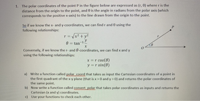Solved 1. The polar coordinates of the point P in the figure | Chegg.com