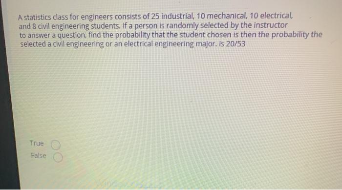 Solved A statistics class for engineers consists of 25 | Chegg.com