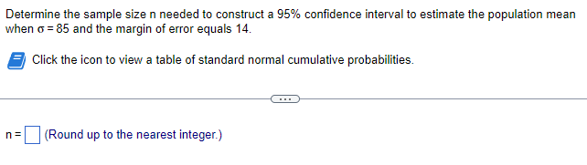 Determine the sample size n ﻿needed to construct a | Chegg.com
