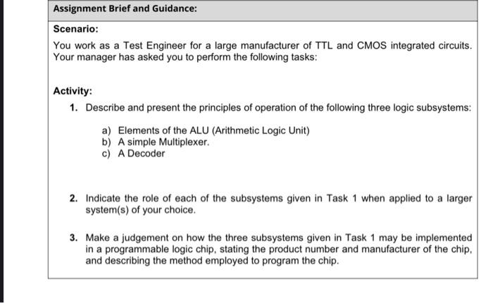 Solved Assignment Brief and Guidance: Scenario: You work as | Chegg.com