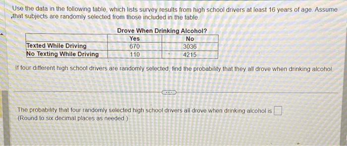 Solved Use the data in the following table, which lists | Chegg.com