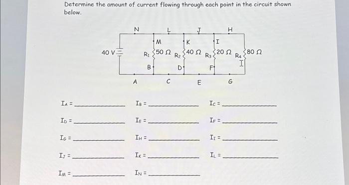 Solved Determine the amount of current flowing through each | Chegg.com