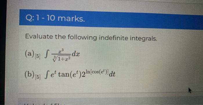 Solved Evaluate the following indefinite integrals. (a) | Chegg.com