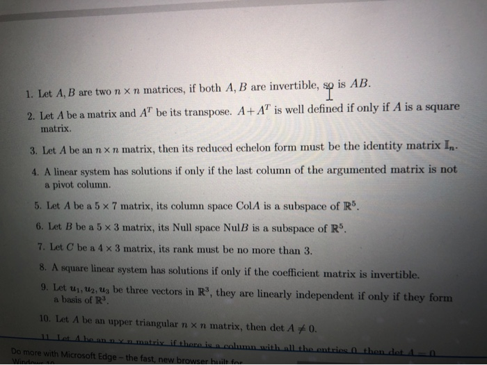 Solved 1. Let A, B are two n x n matrices, if both A, B are | Chegg.com