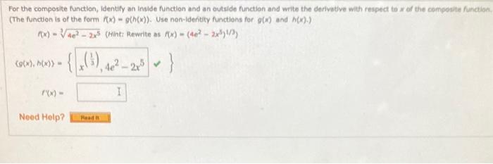 Solved For the composite function, identify an inside | Chegg.com