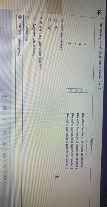 Solved The following set of data is from a sample of n=7. | Chegg.com