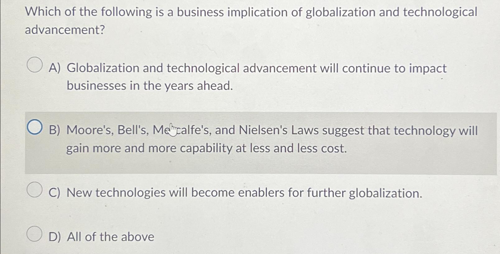 Solved Which of the following is a business implication of | Chegg.com