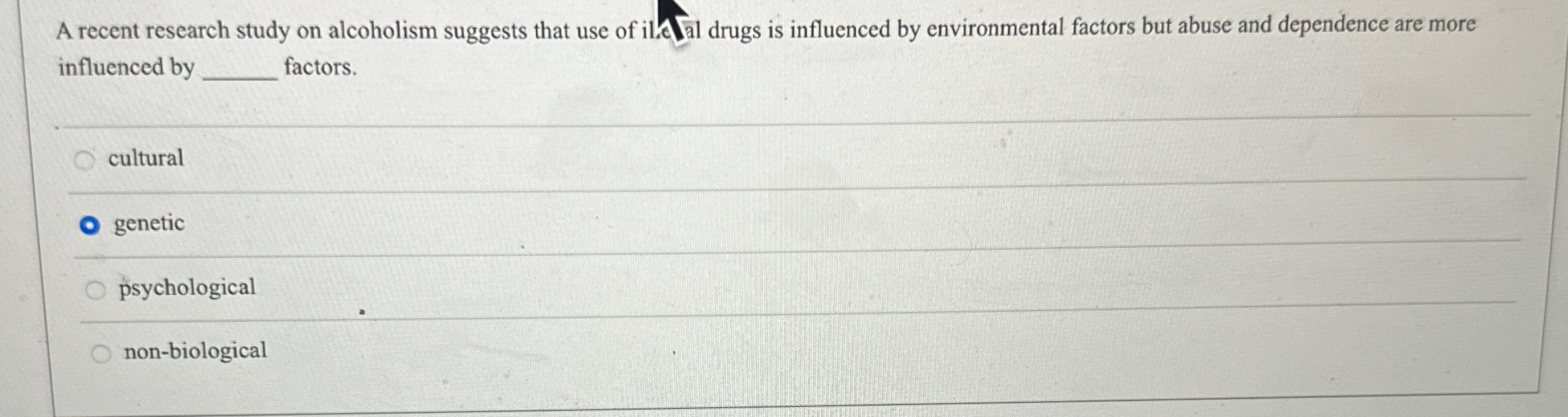 Solved A recent research study on alcoholism suggests that | Chegg.com