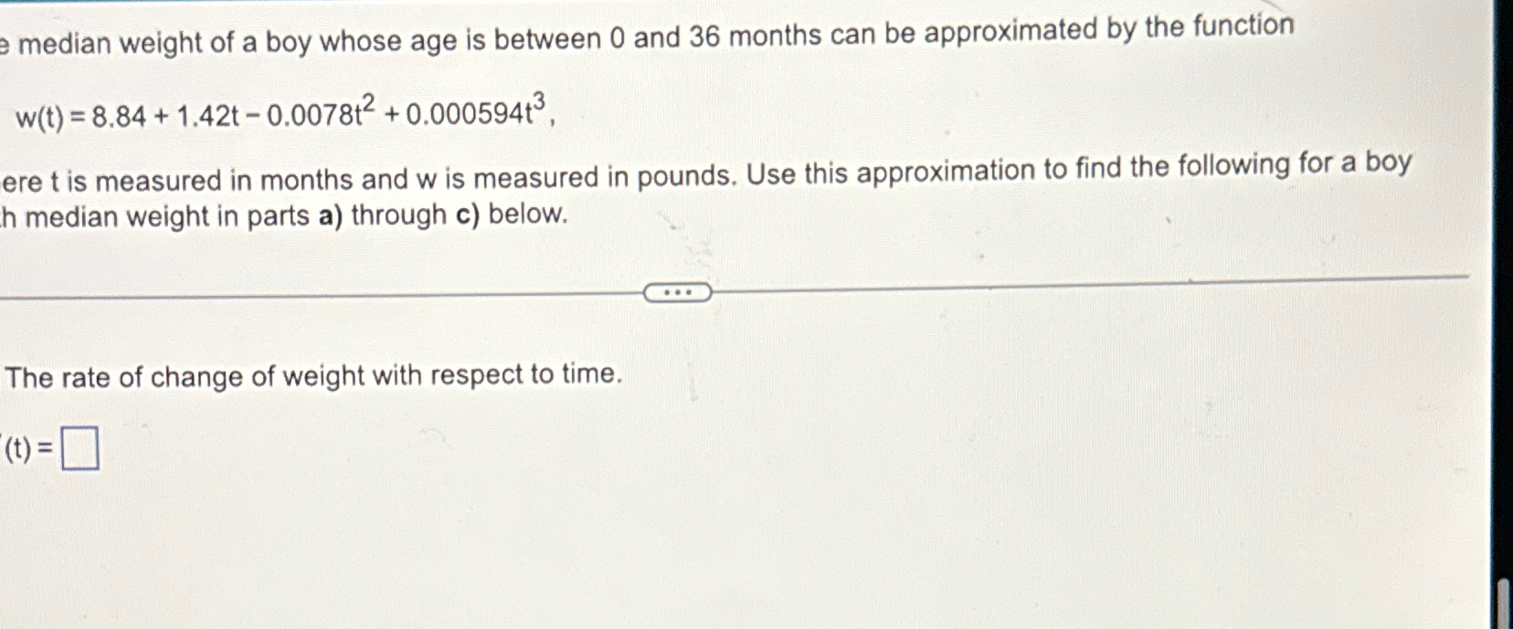 Solved median weight of a boy whose age is between 0 ﻿and 36 | Chegg.com