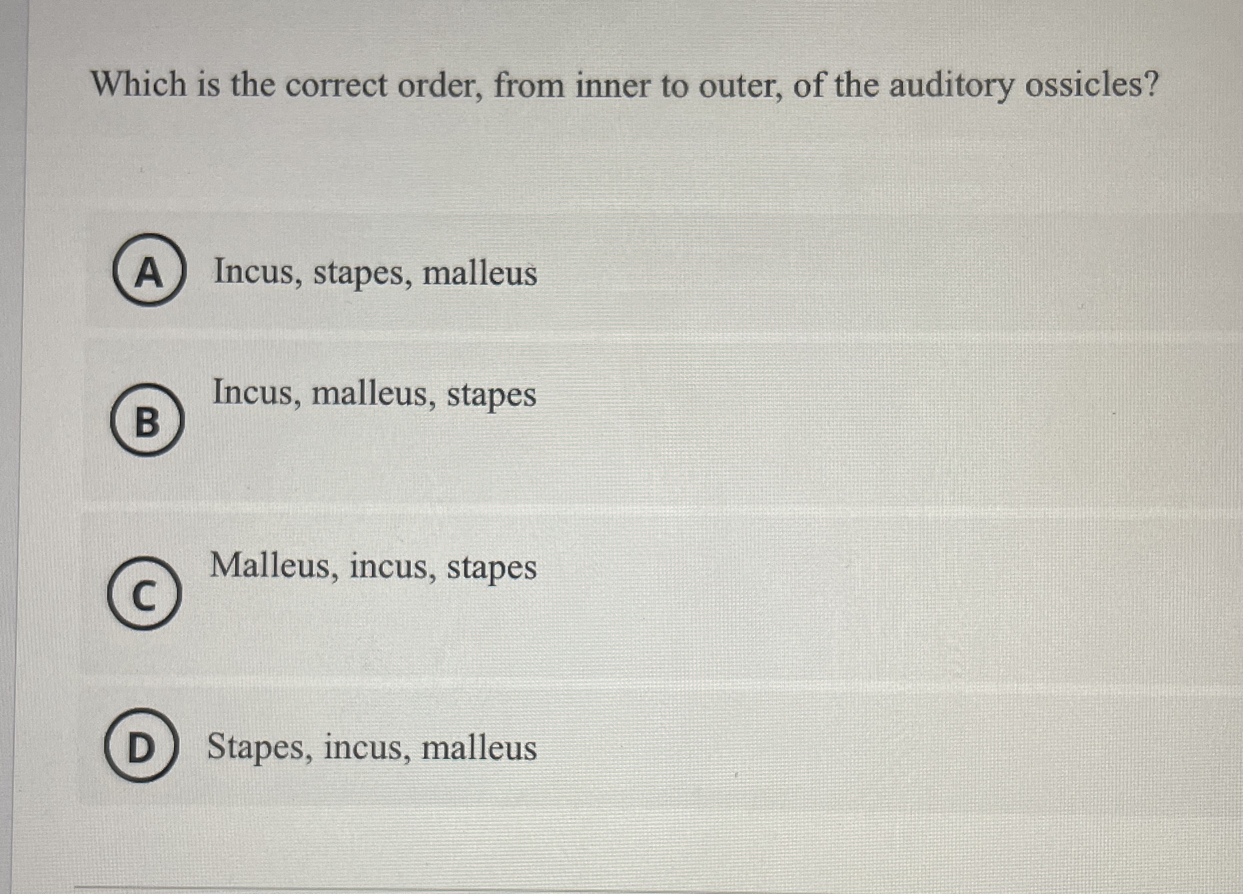 Solved Which is the correct order, from inner to outer, of | Chegg.com