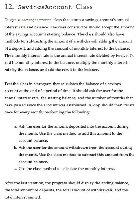 Solved Full javadocs is required! 1. (SavingsAccount.java, | Chegg.com
