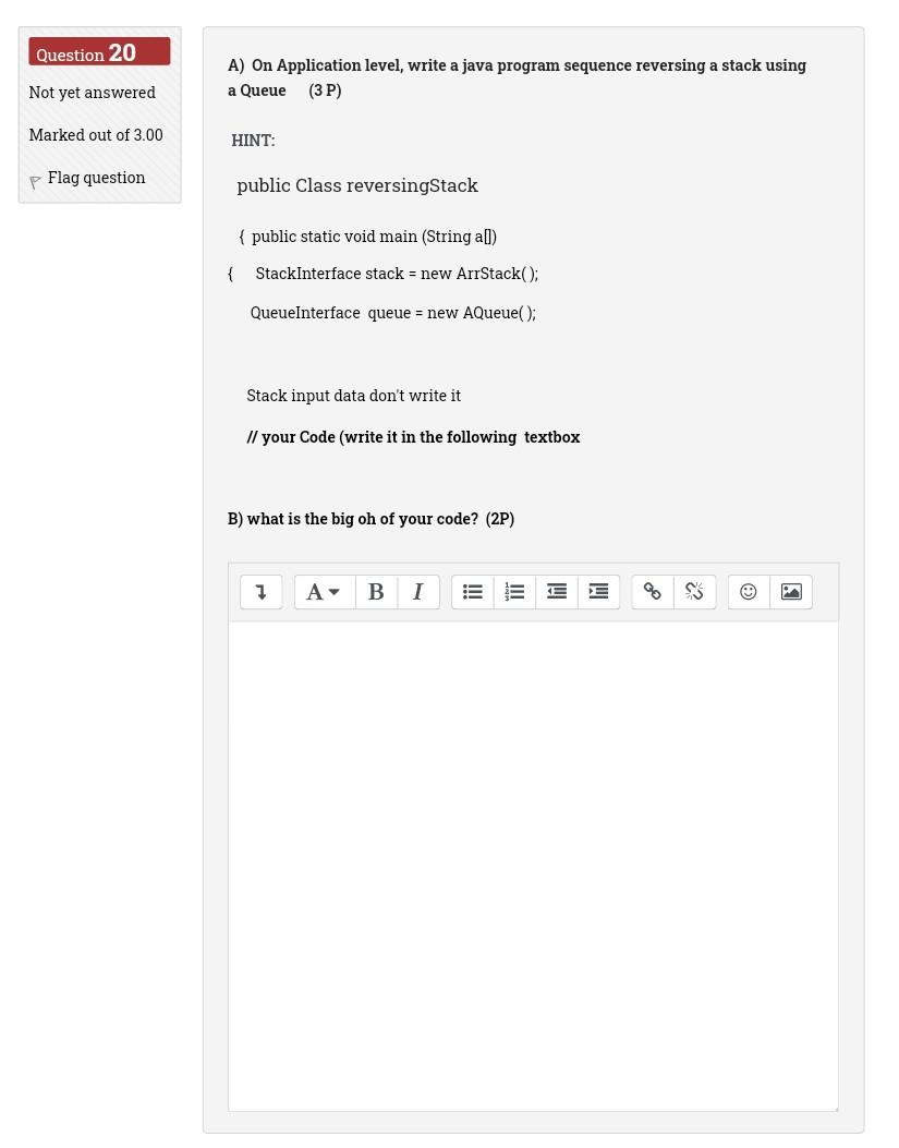 Solved Question 20 A) On Application level, write a java | Chegg.com