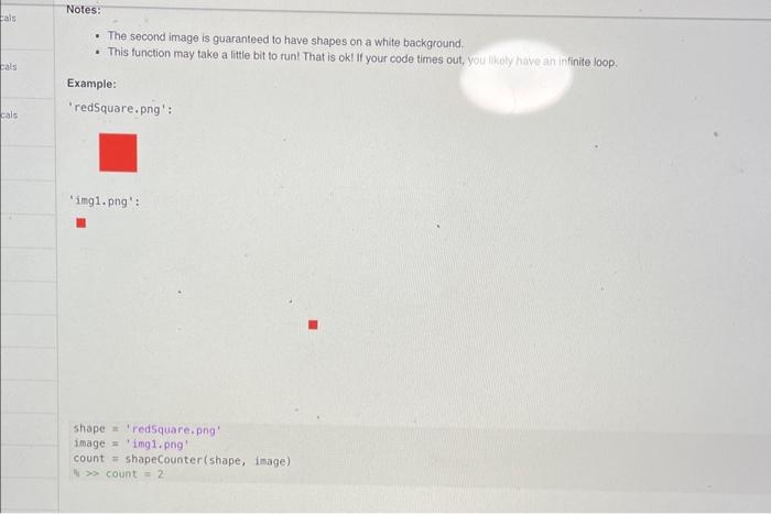 Problem Summary Function Name: shapeCounter Inputs | Chegg.com