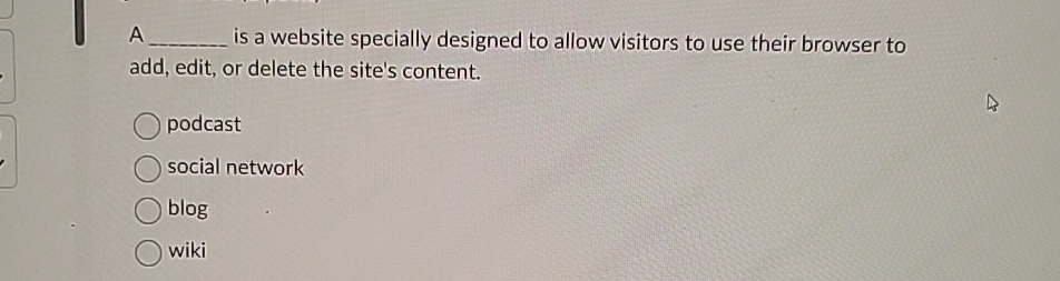 Solved A ﻿is a website specially designed to allow | Chegg.com