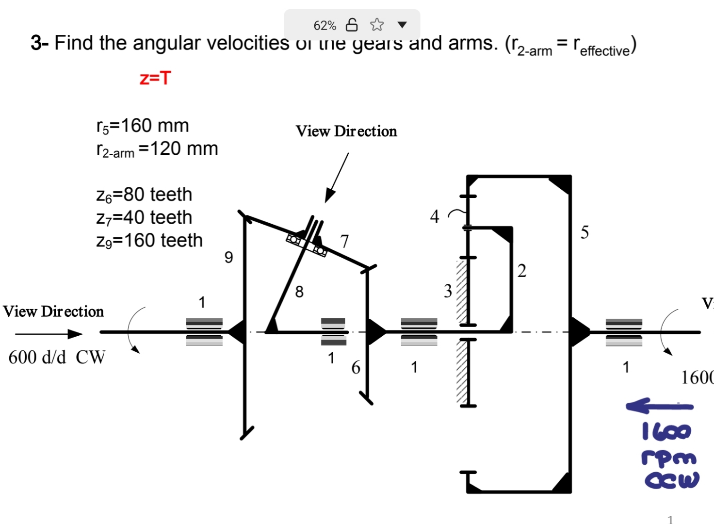 62%3- ﻿Find the angular velocities oו ﻿ure gears and | Chegg.com