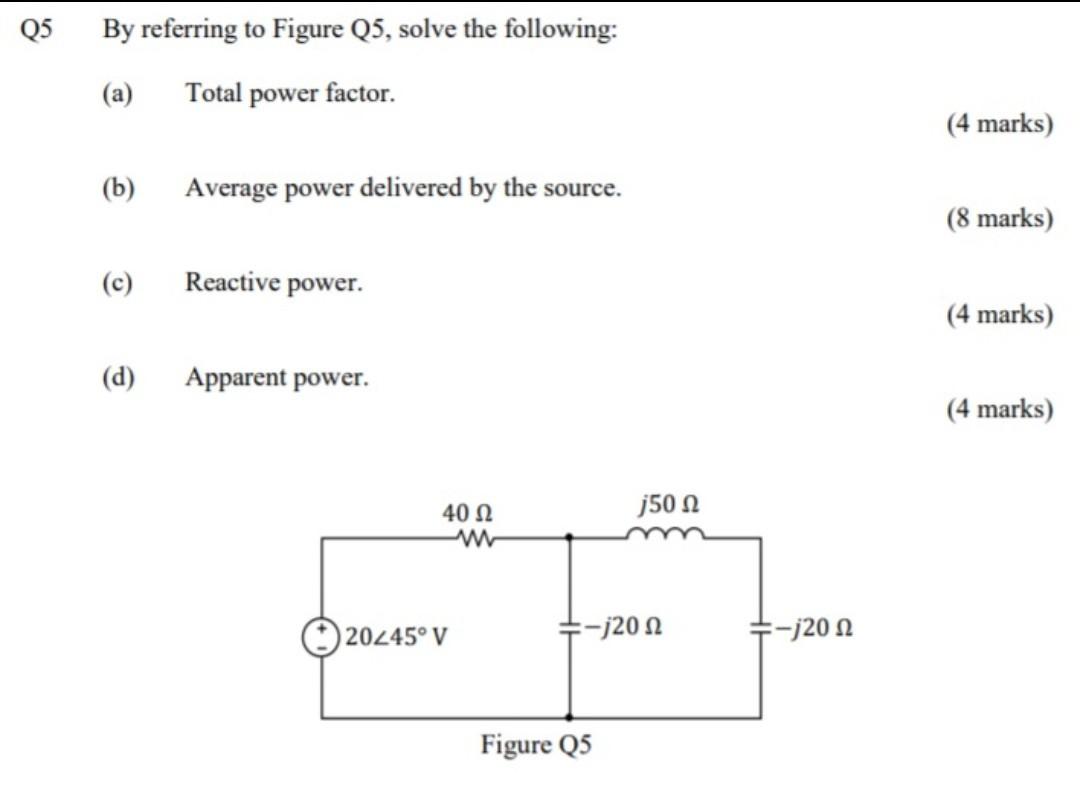 Solved Q5 By referring to Figure Q5, solve the following: | Chegg.com