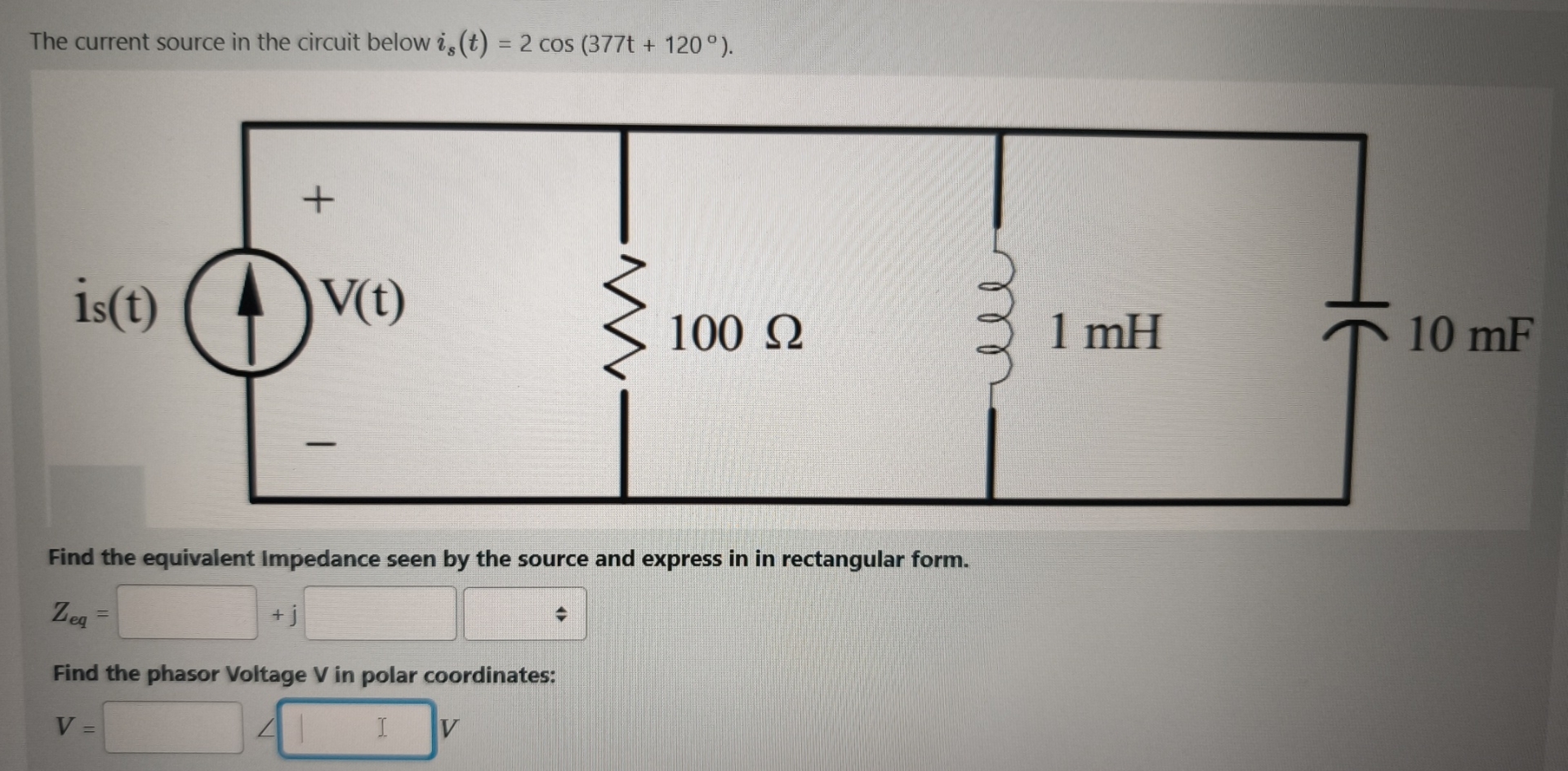 Solved The current source in the circuit below | Chegg.com