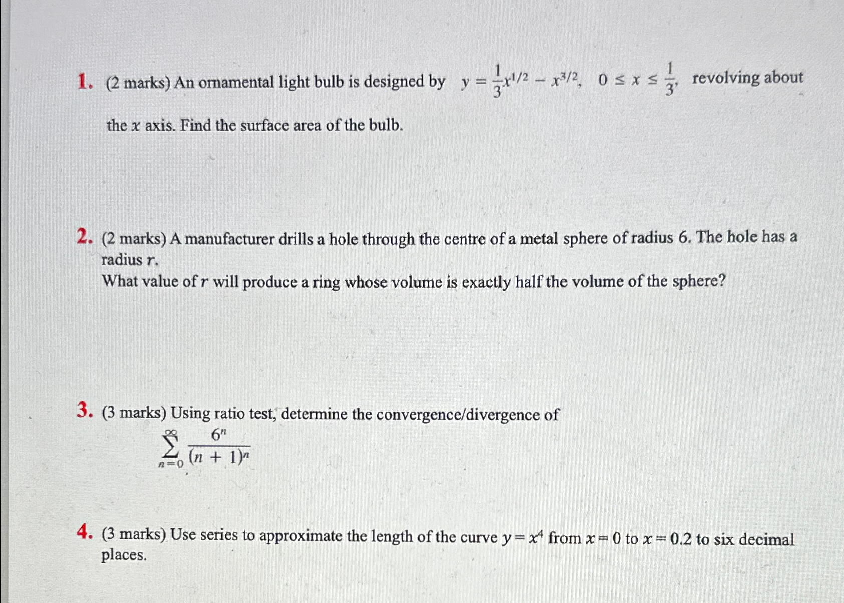 Solved (2 ﻿marks) ﻿An ornamental light bulb is designed by | Chegg.com
