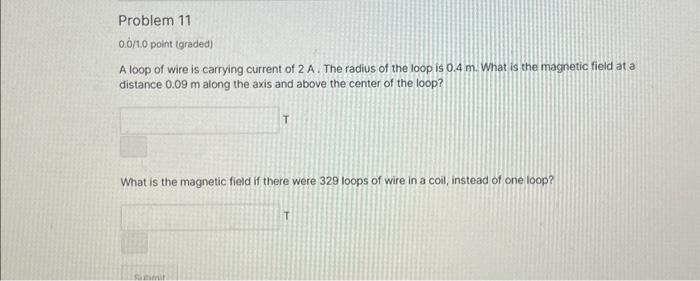 Solved 0.0/1.0 point (graded) A loop of wire is carrying | Chegg.com