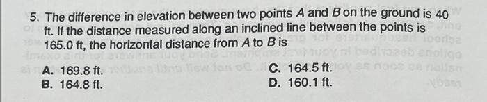 Solved 5. The difference in elevation between two points A | Chegg.com