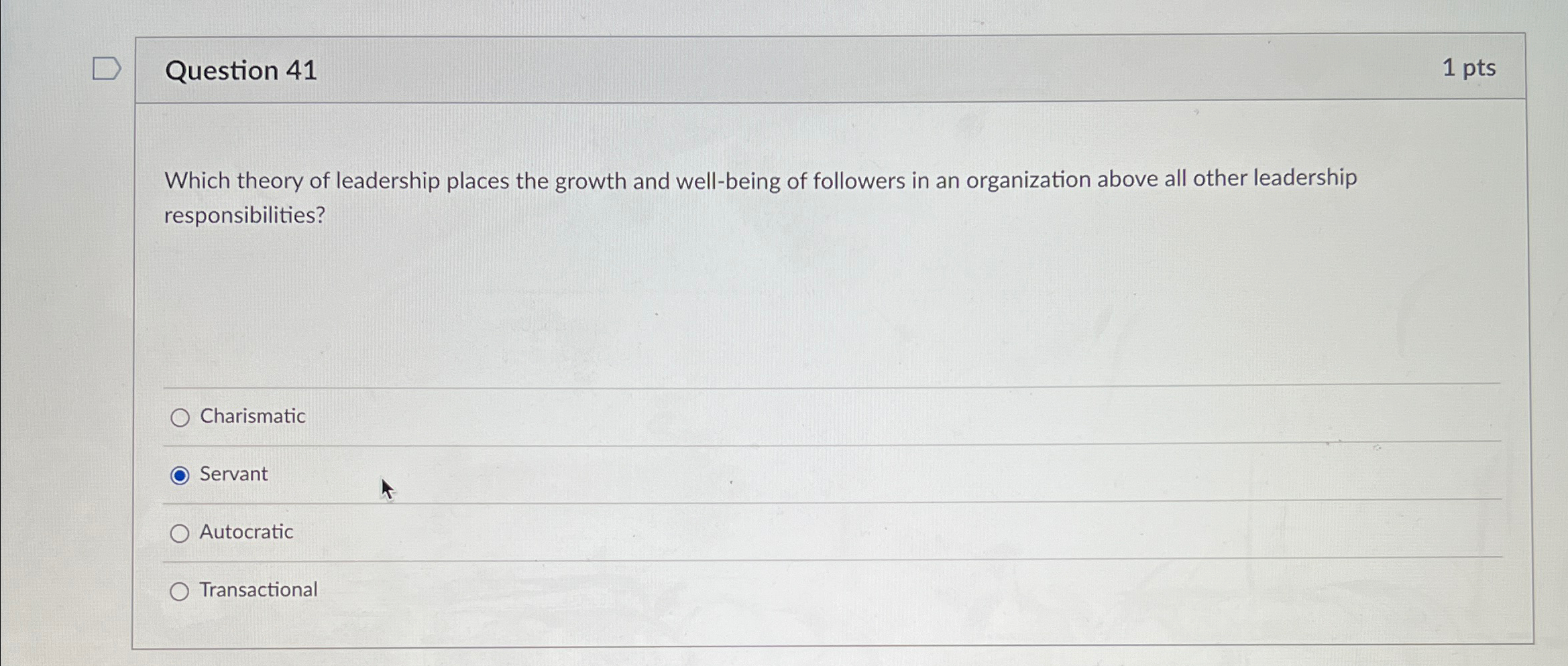 Solved Question 411 ptsWhich theory of leadership places | Chegg.com Solved Question 411 ptsWhich theory of leadership places | Chegg.com