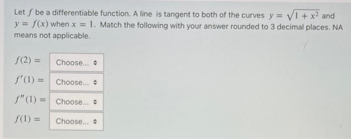 Solved Let f be a differentiable function. A line is tangent | Chegg.com