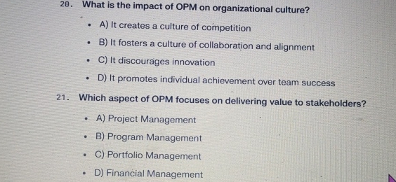 Solved What is the impact of OPM on organizational | Chegg.com