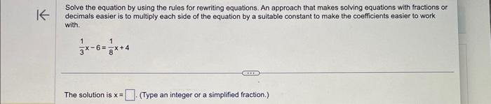 Solved Solve the equation by using the rules for rewriting | Chegg.com