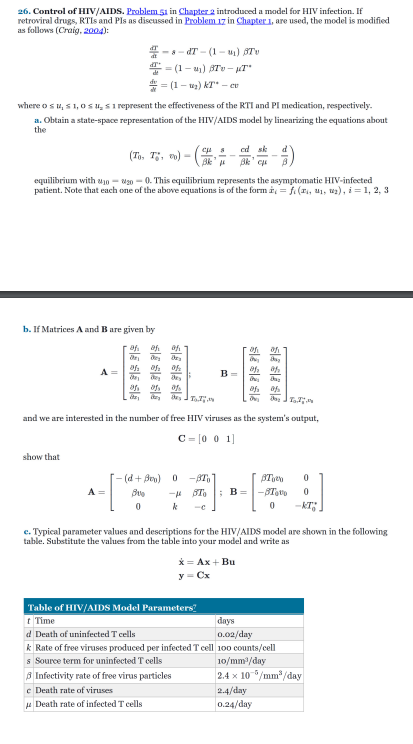 Solved Control of HIV/AIDS. ﻿Problem 51 ﻿in Chapter 2 | Chegg.com