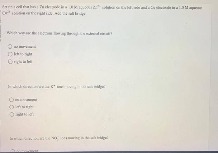 Solved Use the electrochemical cell interactive to observe | Chegg.com