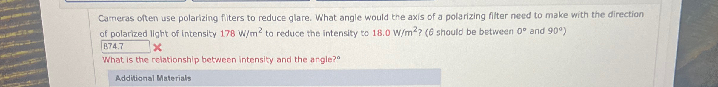 Solved Cameras often use polarizing filters to reduce glare. | Chegg.com