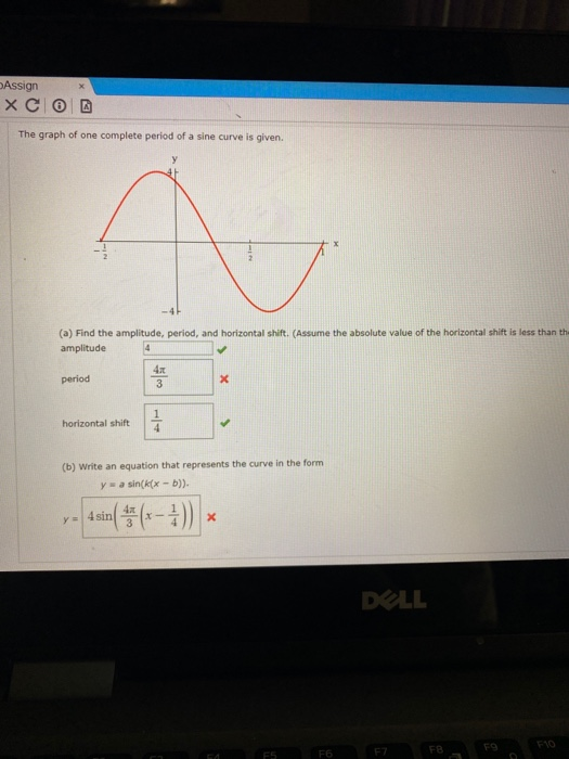 Solved Assign XC The graph of one complete period of a sine | Chegg.com