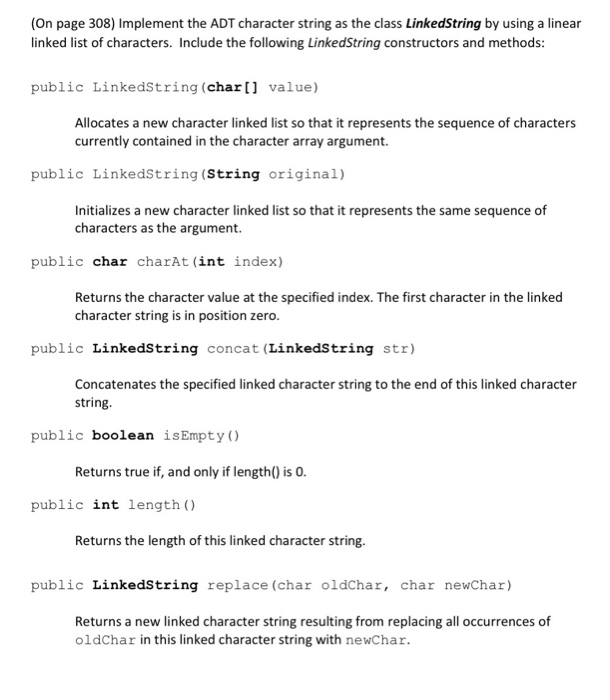 Solved (On page 308) Implement the ADT character string as | Chegg.com