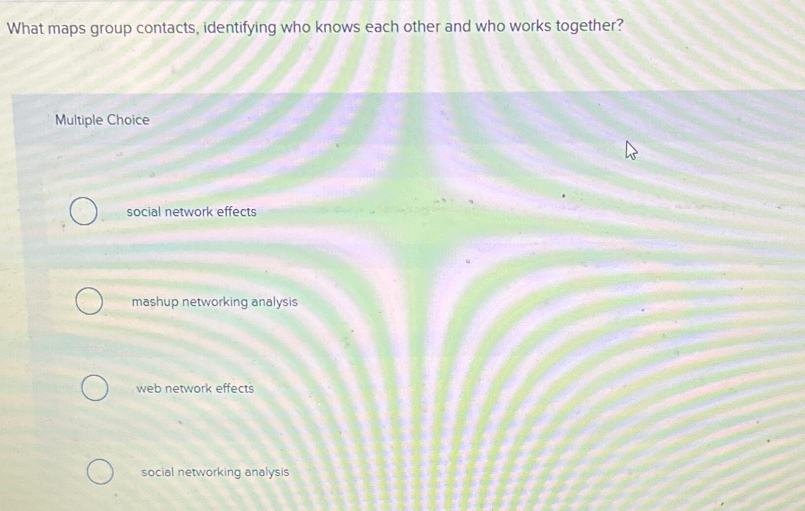 Solved What maps group contacts, identifying who knows each | Chegg.com