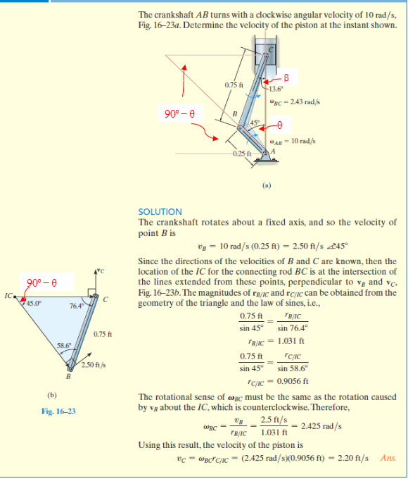 Solved The crankshaft AB turns with a clockwise angular | Chegg.com